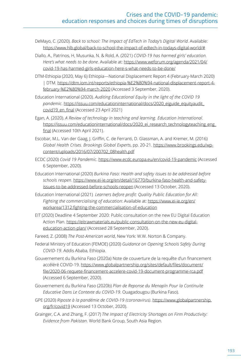 Crises and the COVID-19 pandemic: education responses and choices ...
