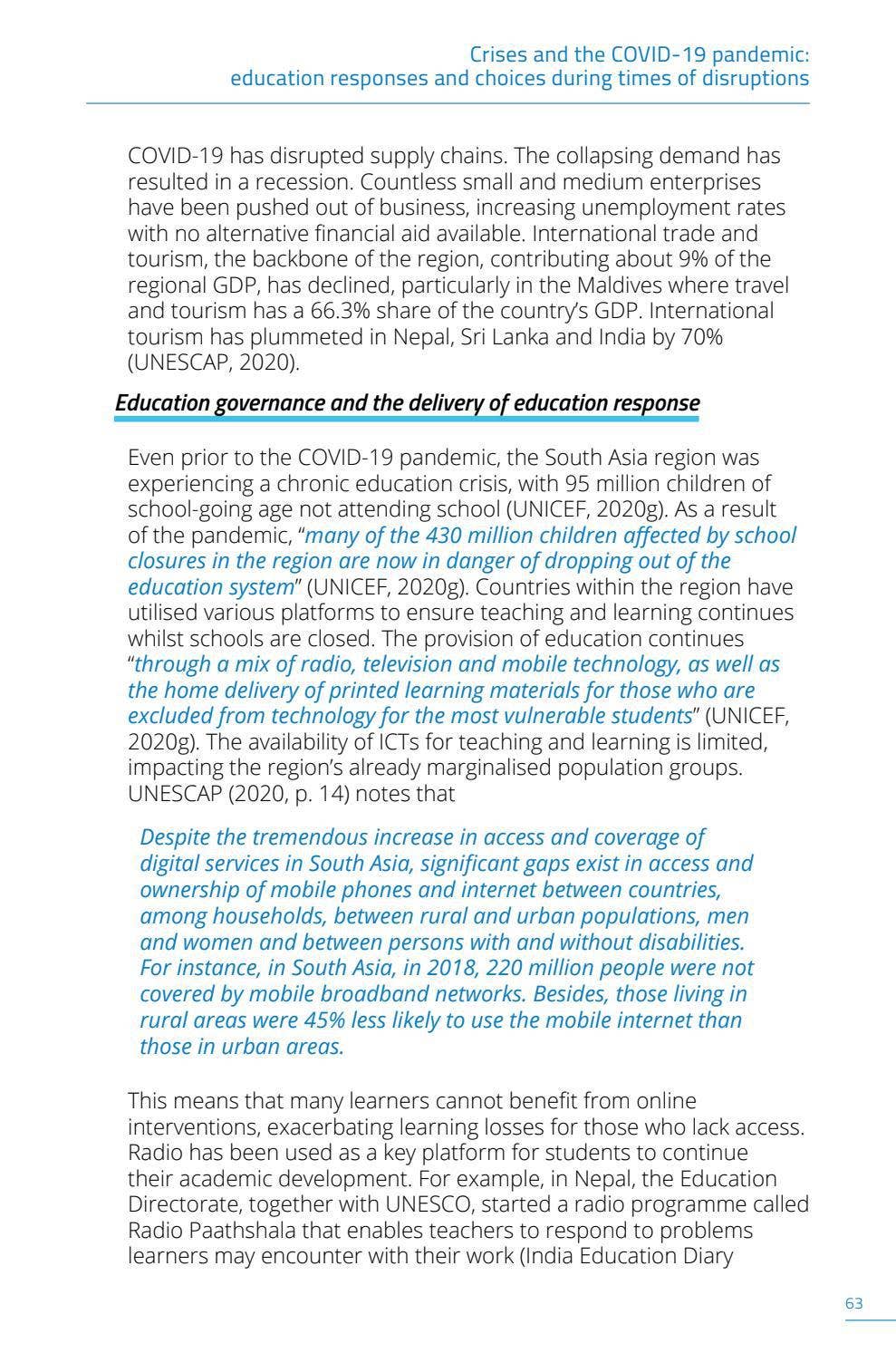 Crises and the COVID-19 pandemic: education responses and choices ...