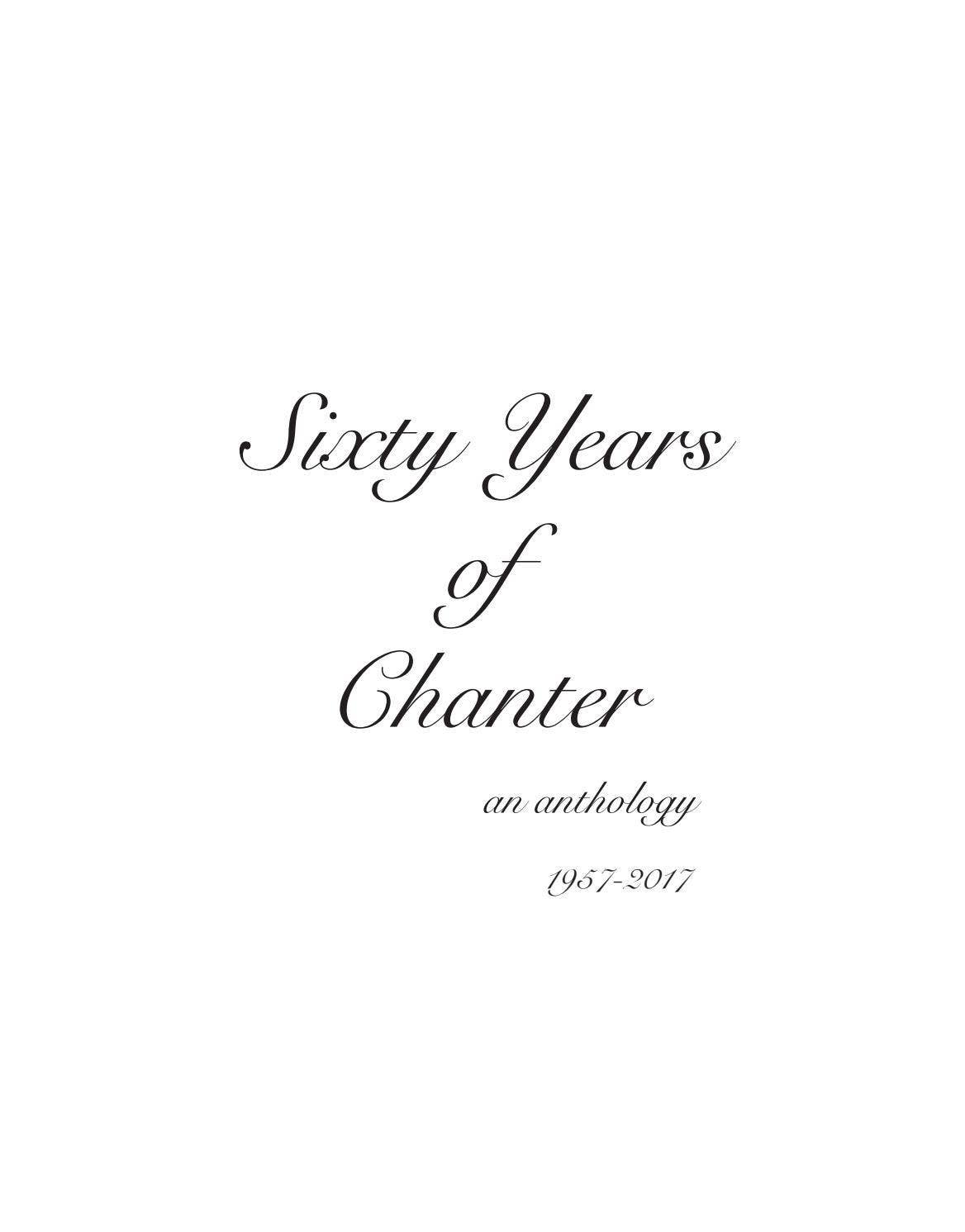 Sixty Years of Chanter: An Anthology (1957-2017) by Chanter Literary ...