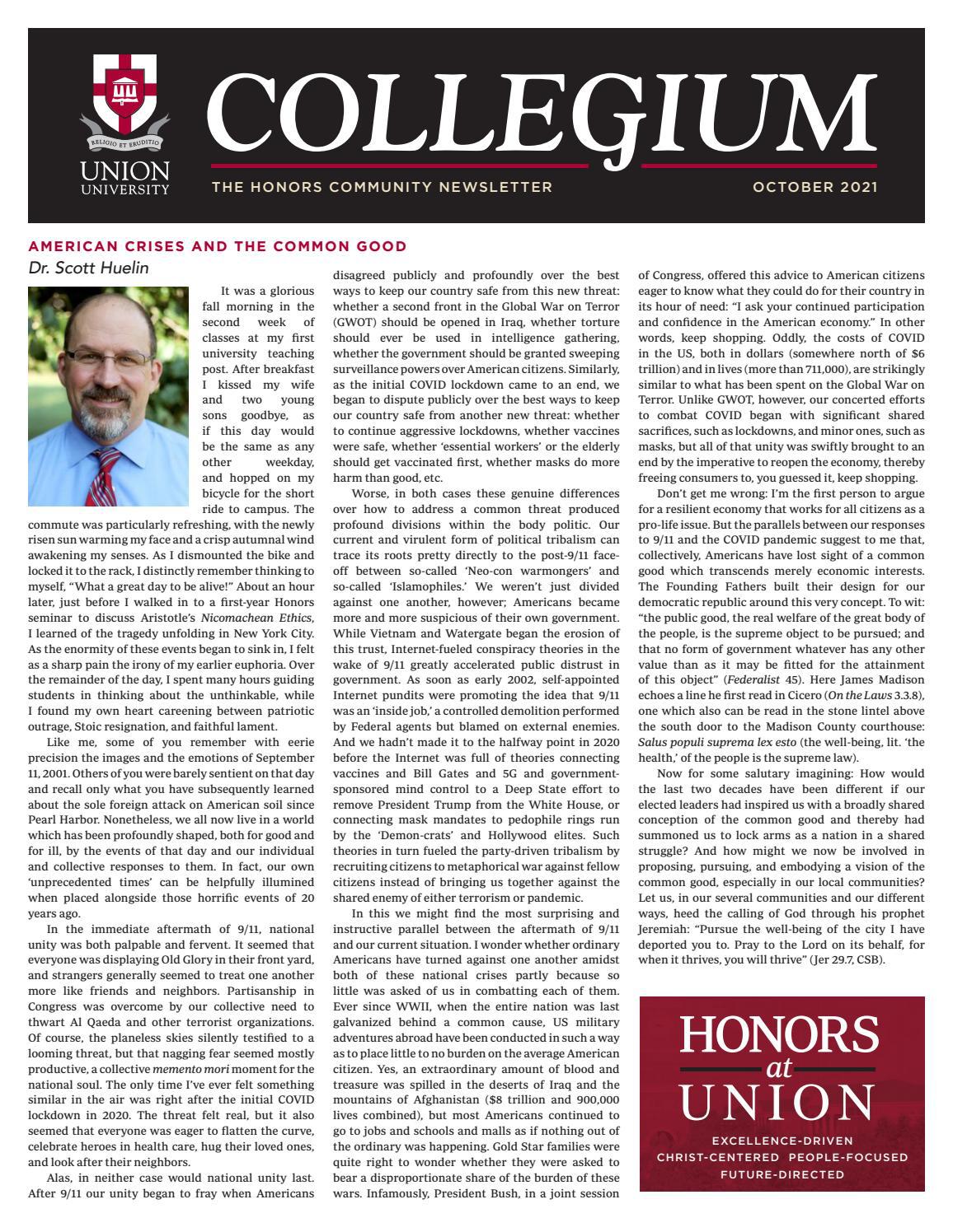 Collegium - October 2021 by Union University - Issuu