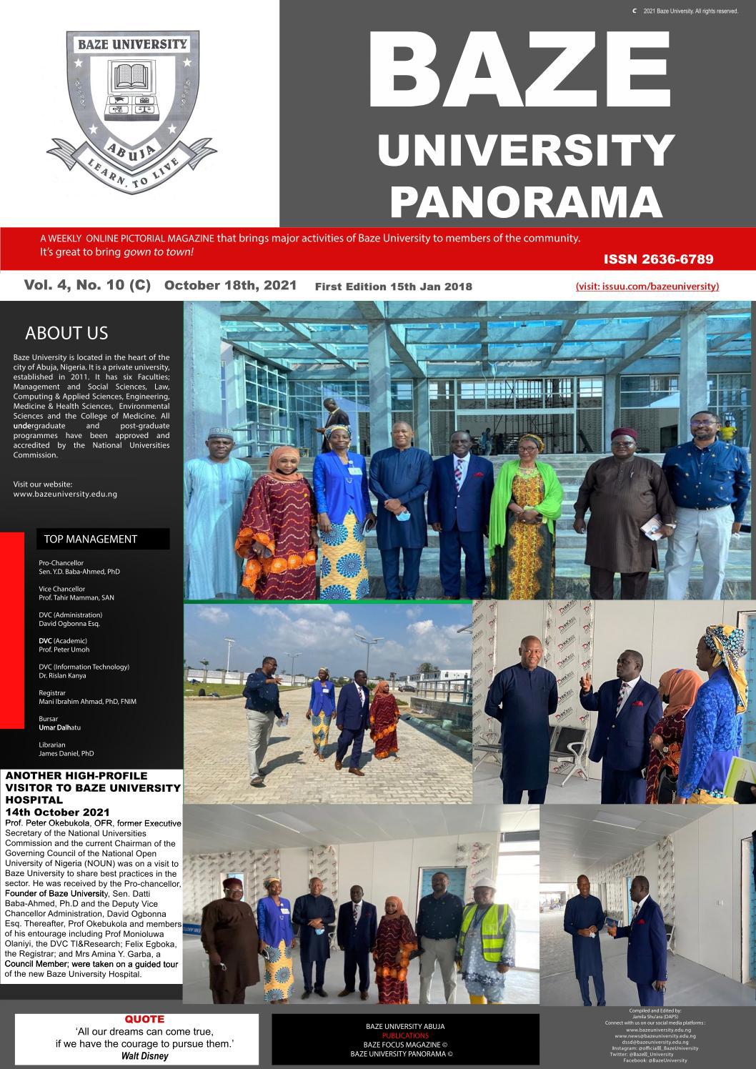 BAZE UNIVERSITY PANORAMA NEWS (18th October 2021) by Baze University ...