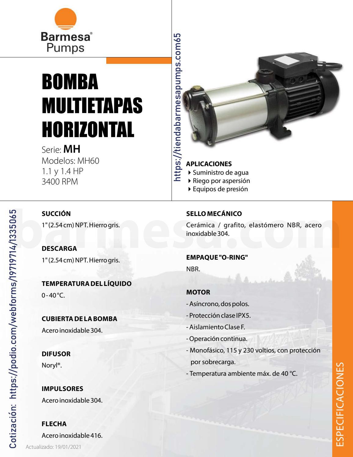 MH60 Multietapas Horizontales Barmesa Barnes 2020 tiendabombasbarmesa.com by X Bombas https ...