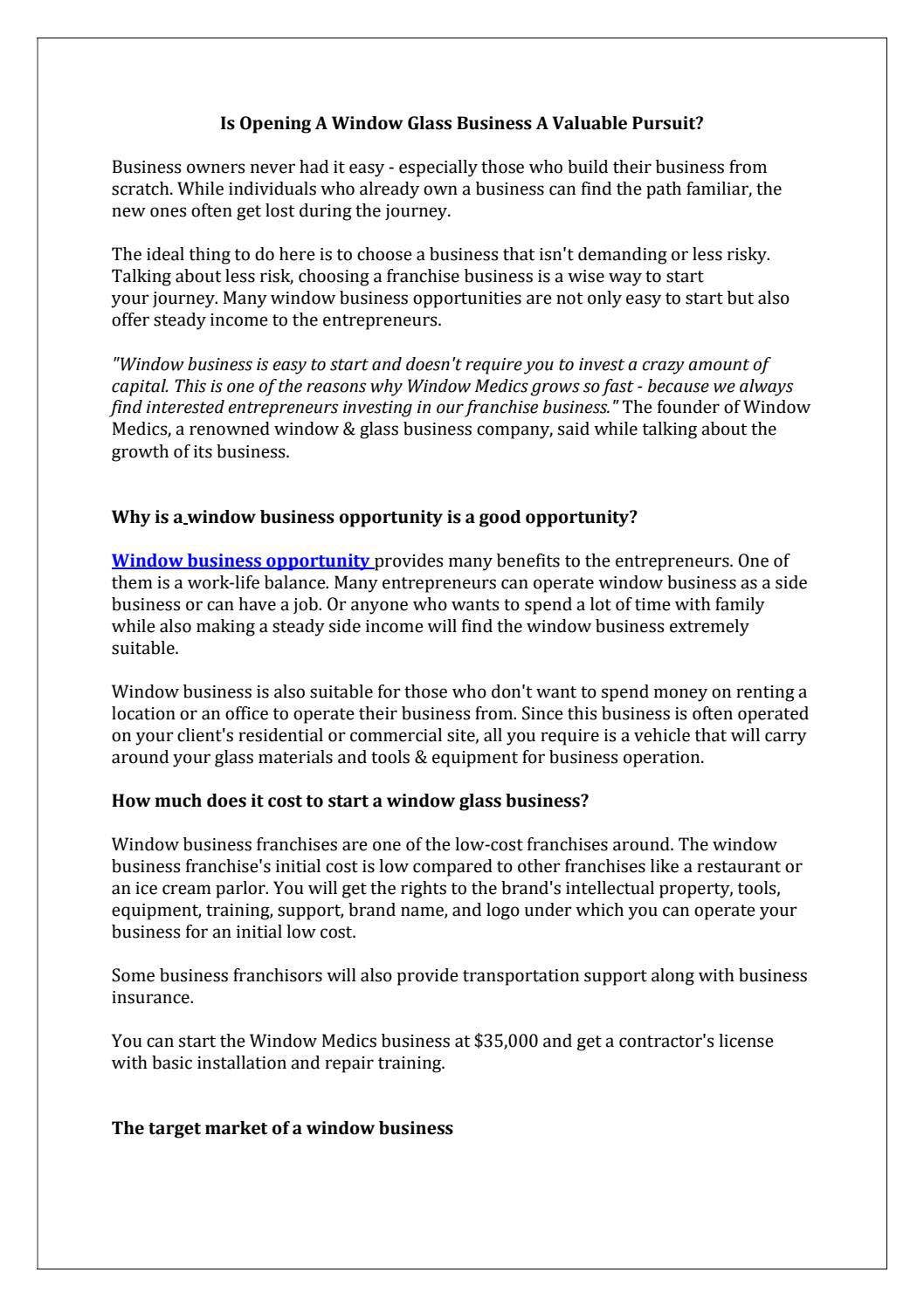 Is Opening A Window Glass Business A Valuable Pursuit by Window medics ...