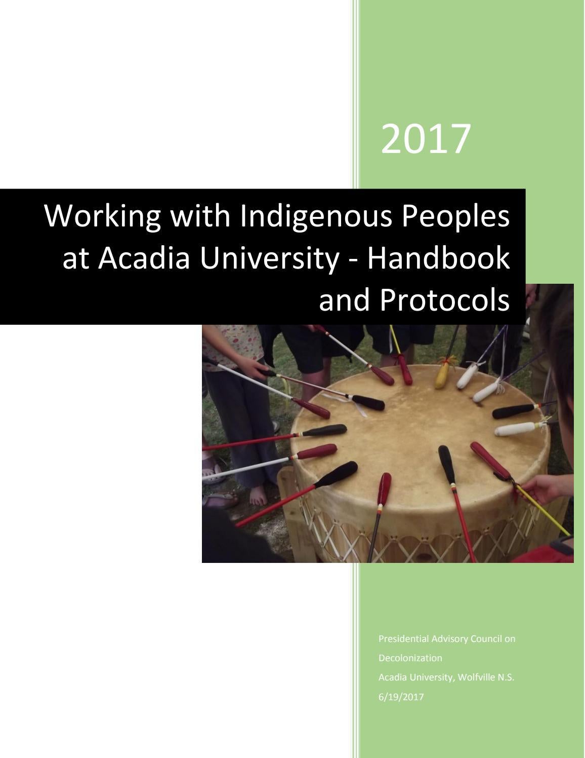 Working with Indigenous Peoples at Acadia University - Handbook and ...
