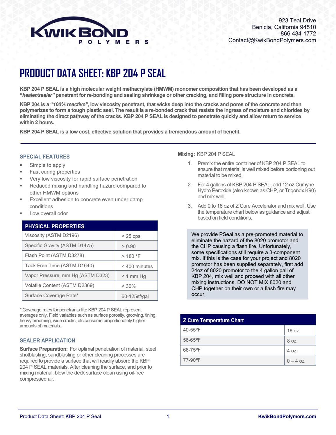 KBP 204 P Seal High Molecular Weight Methacrylate (HMWM) by kwikbondpolymers - Issuu