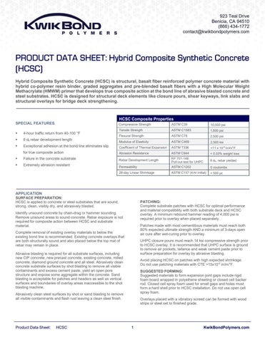 KBP PRODUCT DATA SHEET: Hybrid Composite Synthetic Concrete (HCSC) by ...