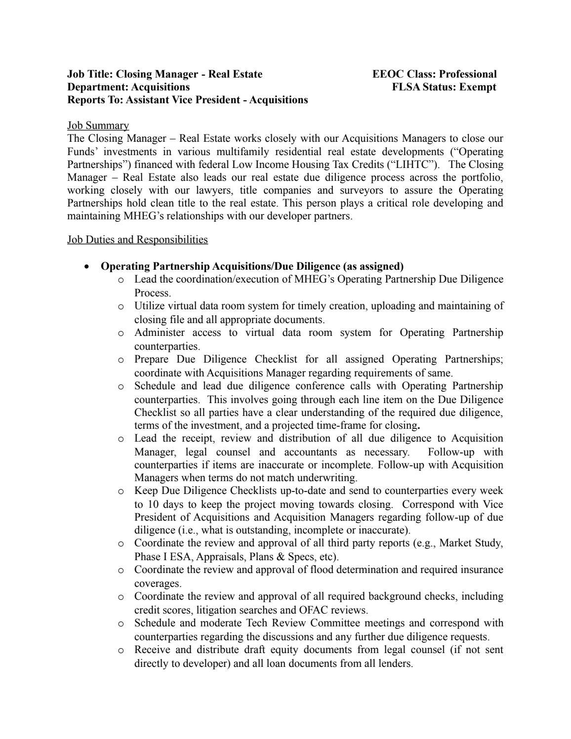 Closing Manager - Real Estate by MHEGINC - Issuu