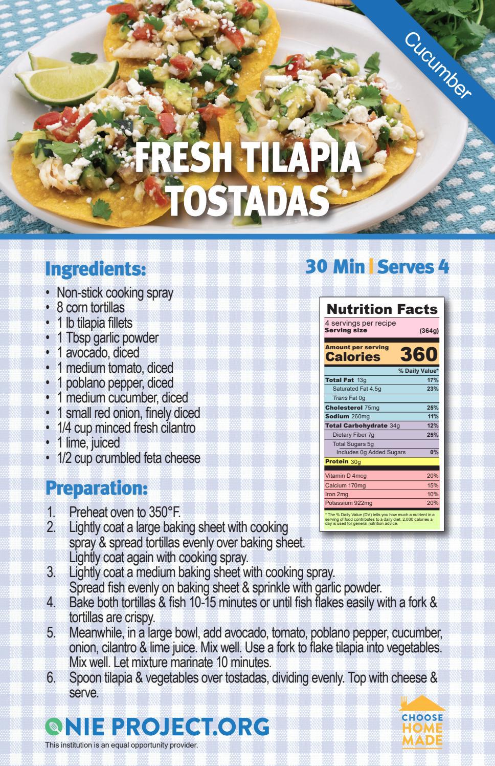Cucumber Produce Recipe Card (Fresh Tilapia Tostadas) by The ONIE ...
