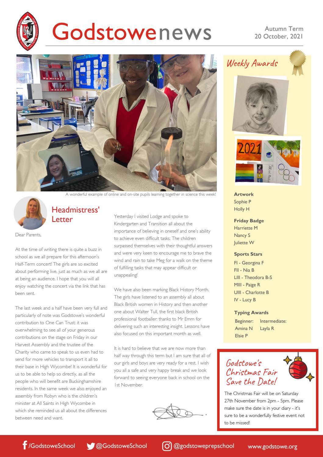 Godstowe News - Autumn 2021 20/10 by GodstowePrep - Issuu