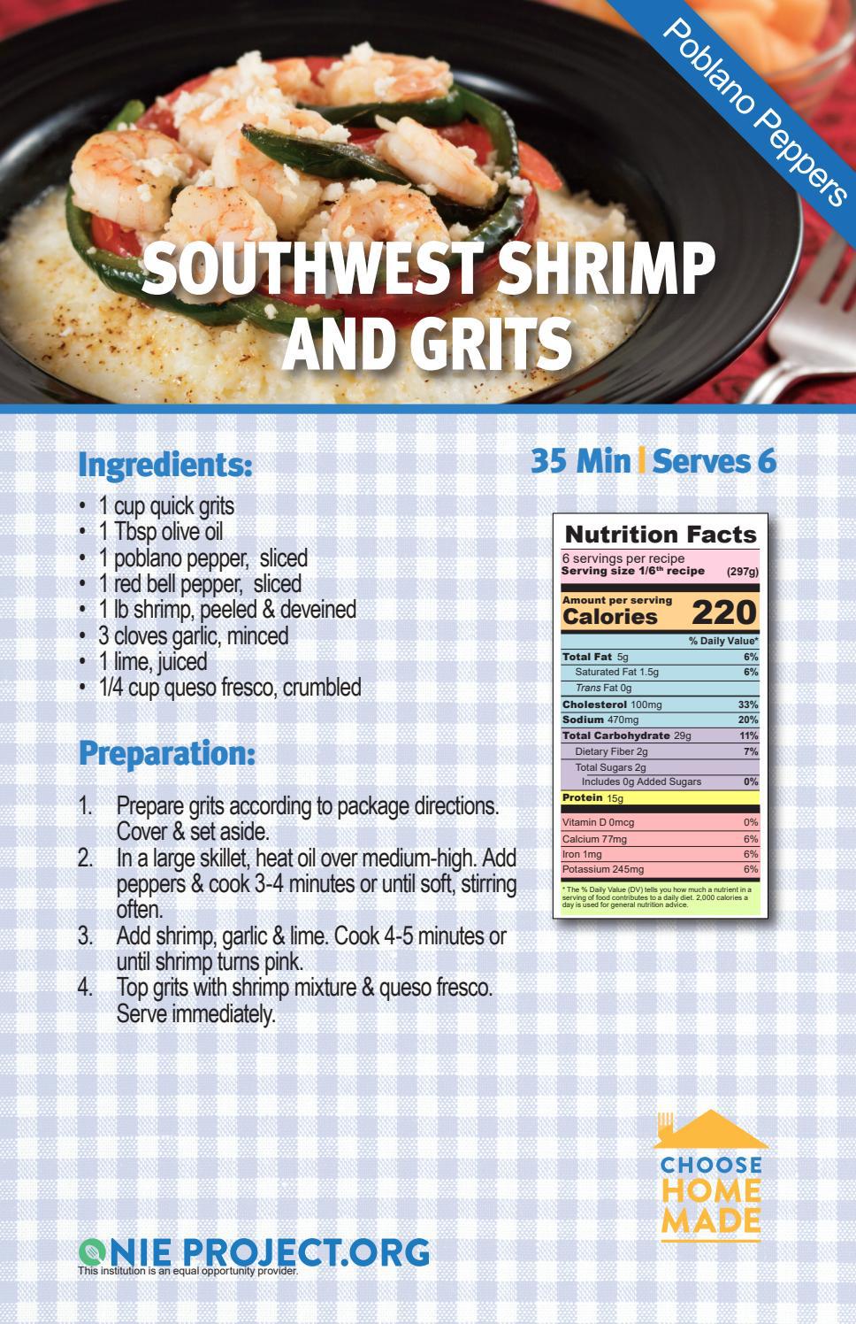 Poblano Pepper Produce Recipe Card (Southwest Shrimp and Grits) by The ...