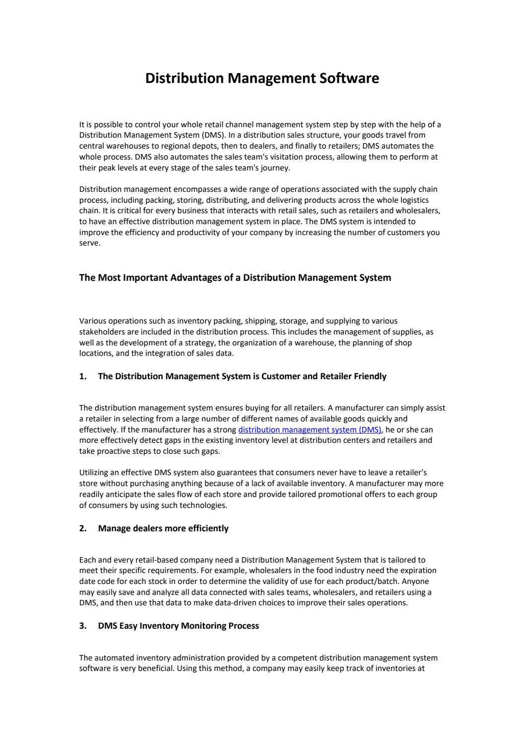 Distribution Management System (DMS) by ZylemSolutions - Issuu