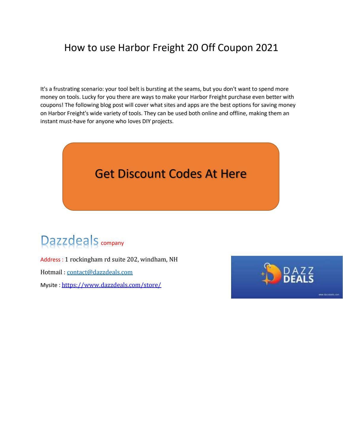 How to use Harbor Freight 20 Off Coupon 2021? by anniebowen - Issuu