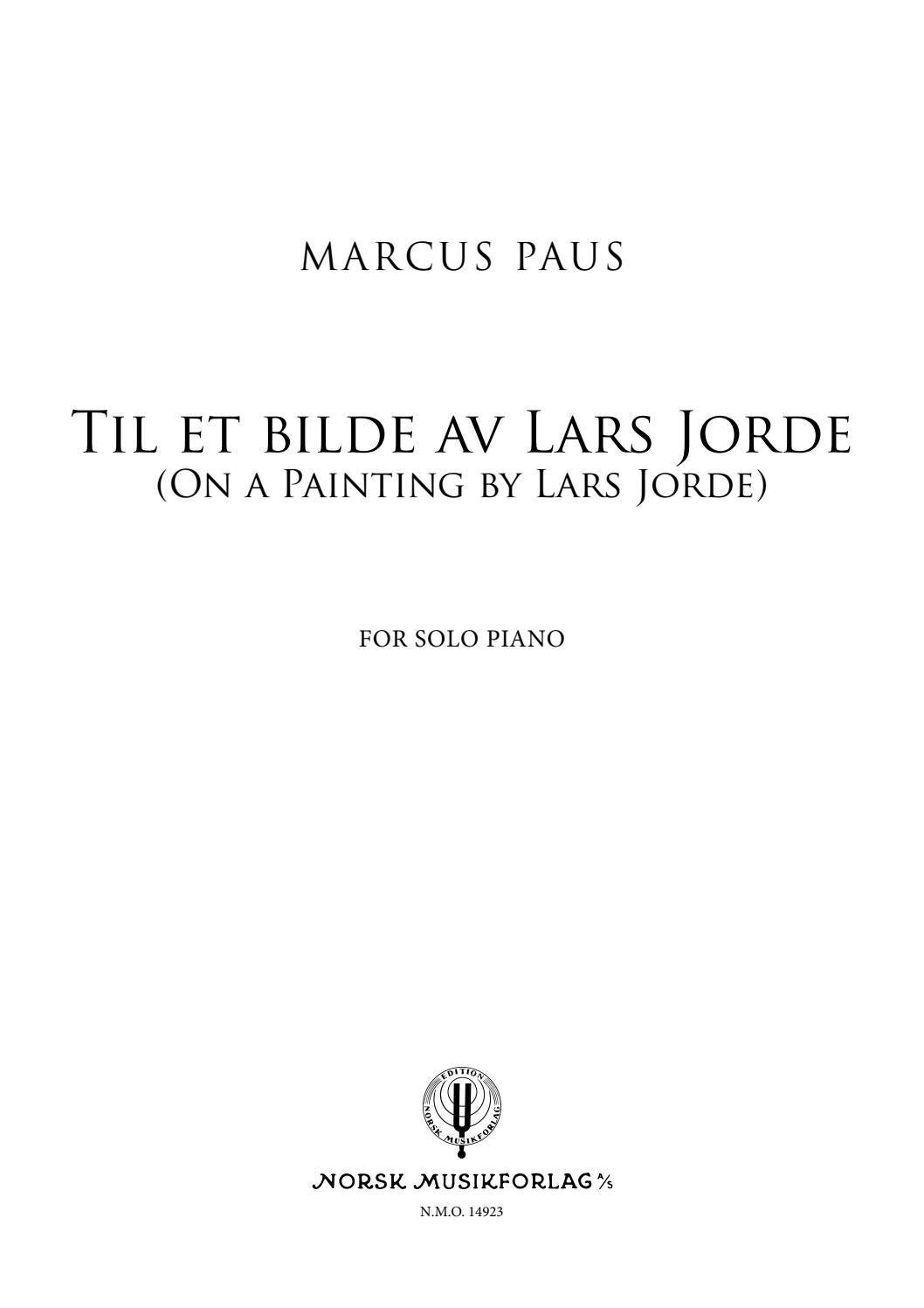 MARCUS PAUS: Til et bilde av Lars Jorde by Musikkforlagene - Issuu