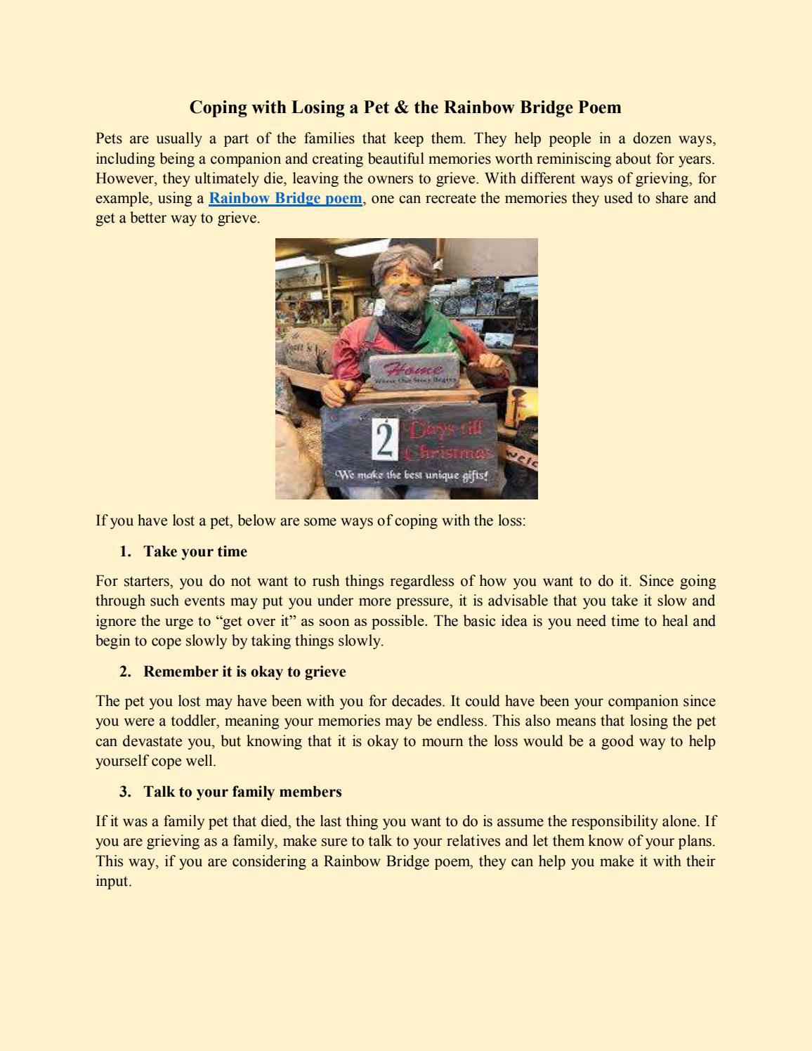 Coping with Losing a Pet & the Rainbow Bridge Poem by Sandman's ...