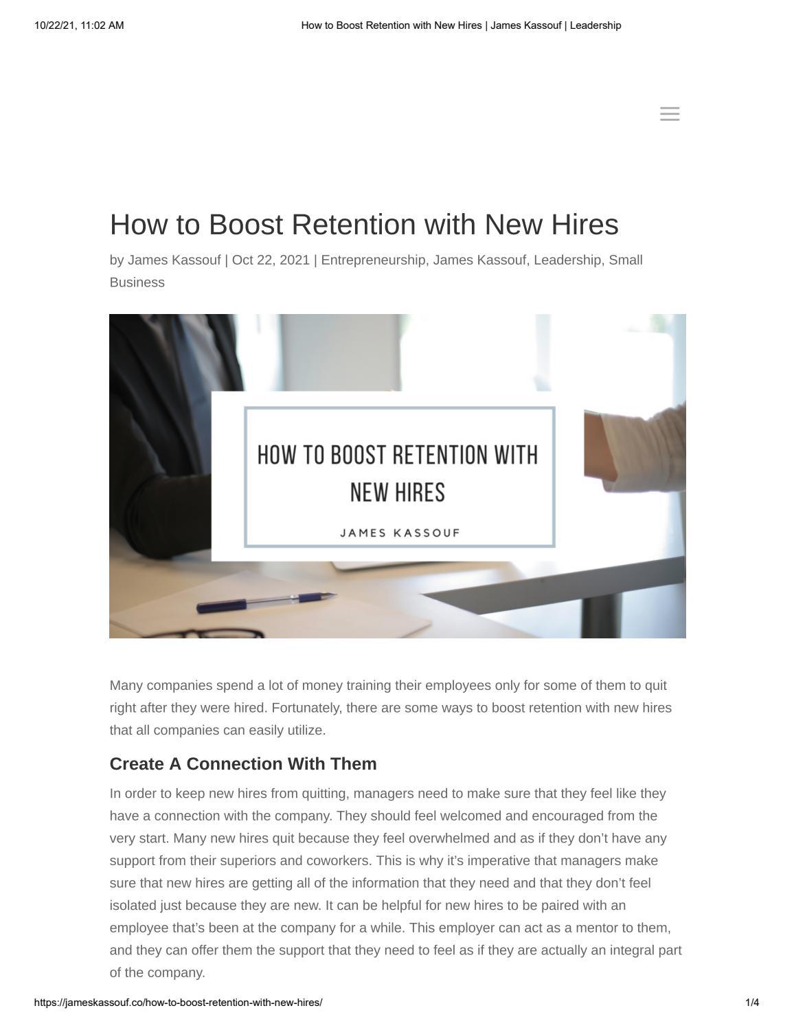 How To Boost Retention With New Hires by JamesKassouf - Issuu