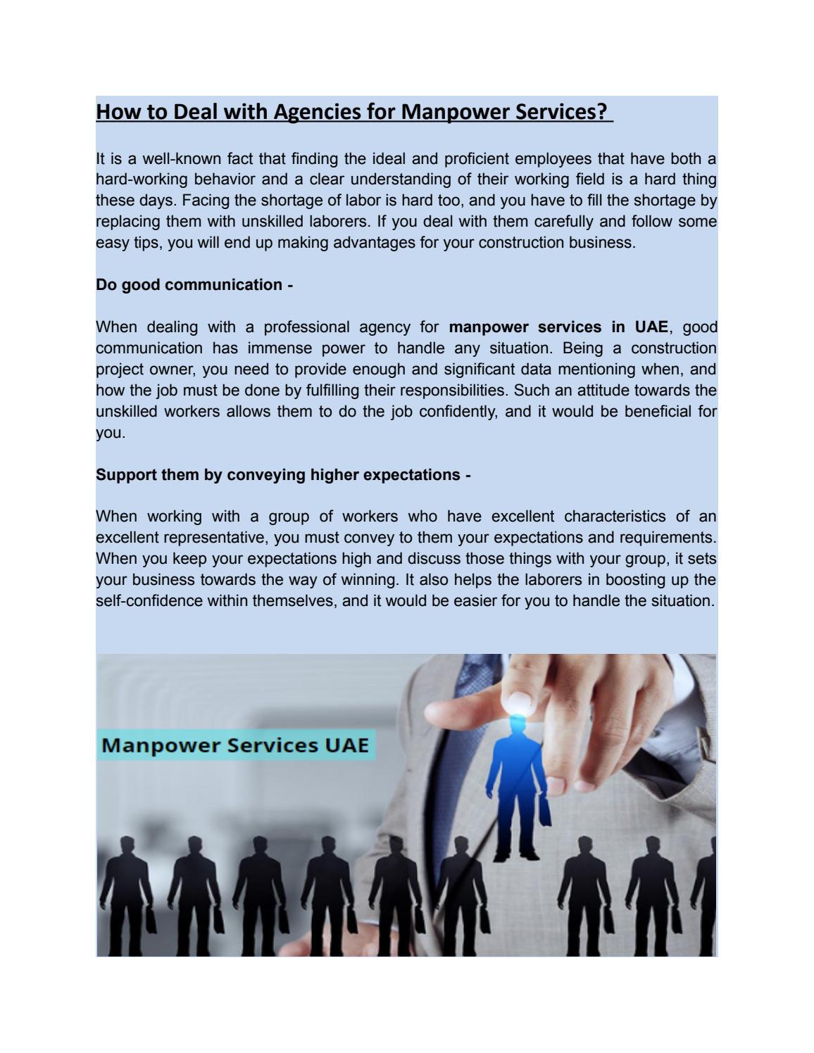 How to Deal with Agencies for Manpower Services? by manpowerservice - Issuu