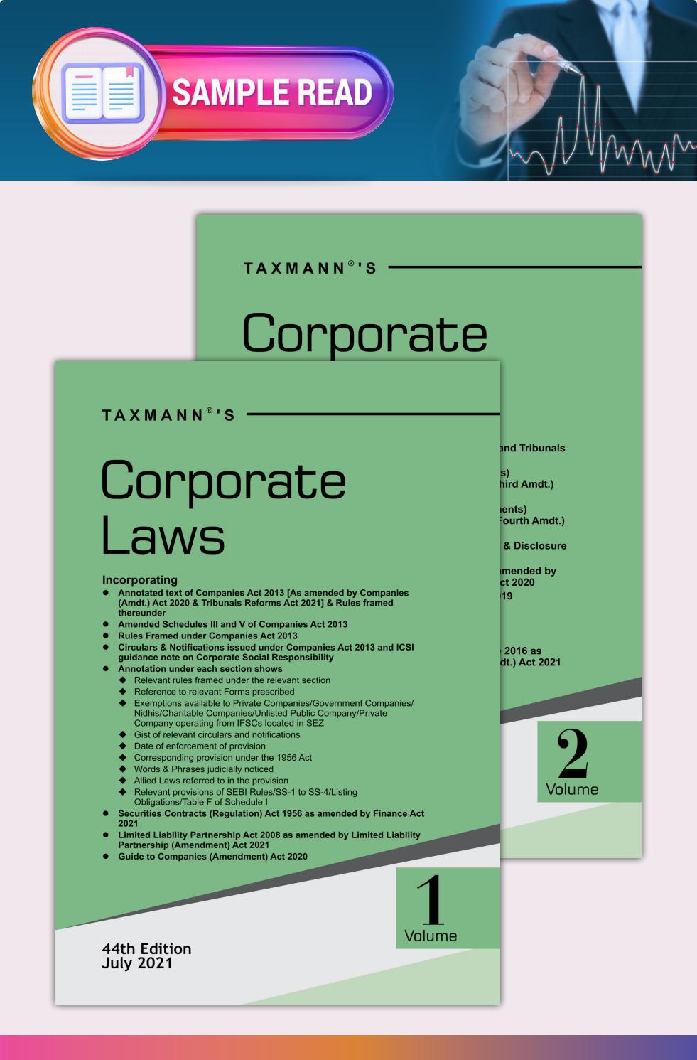 Taxmann's Corporate Laws (Set of 2 Volumes) by Taxmann - Issuu
