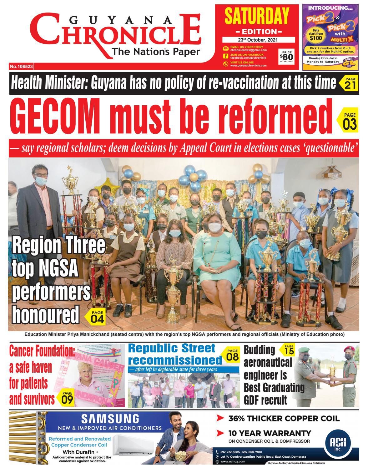Guyana_Chronicle_Epaper_23_10_2021 by Guyana Chronicle - Issuu