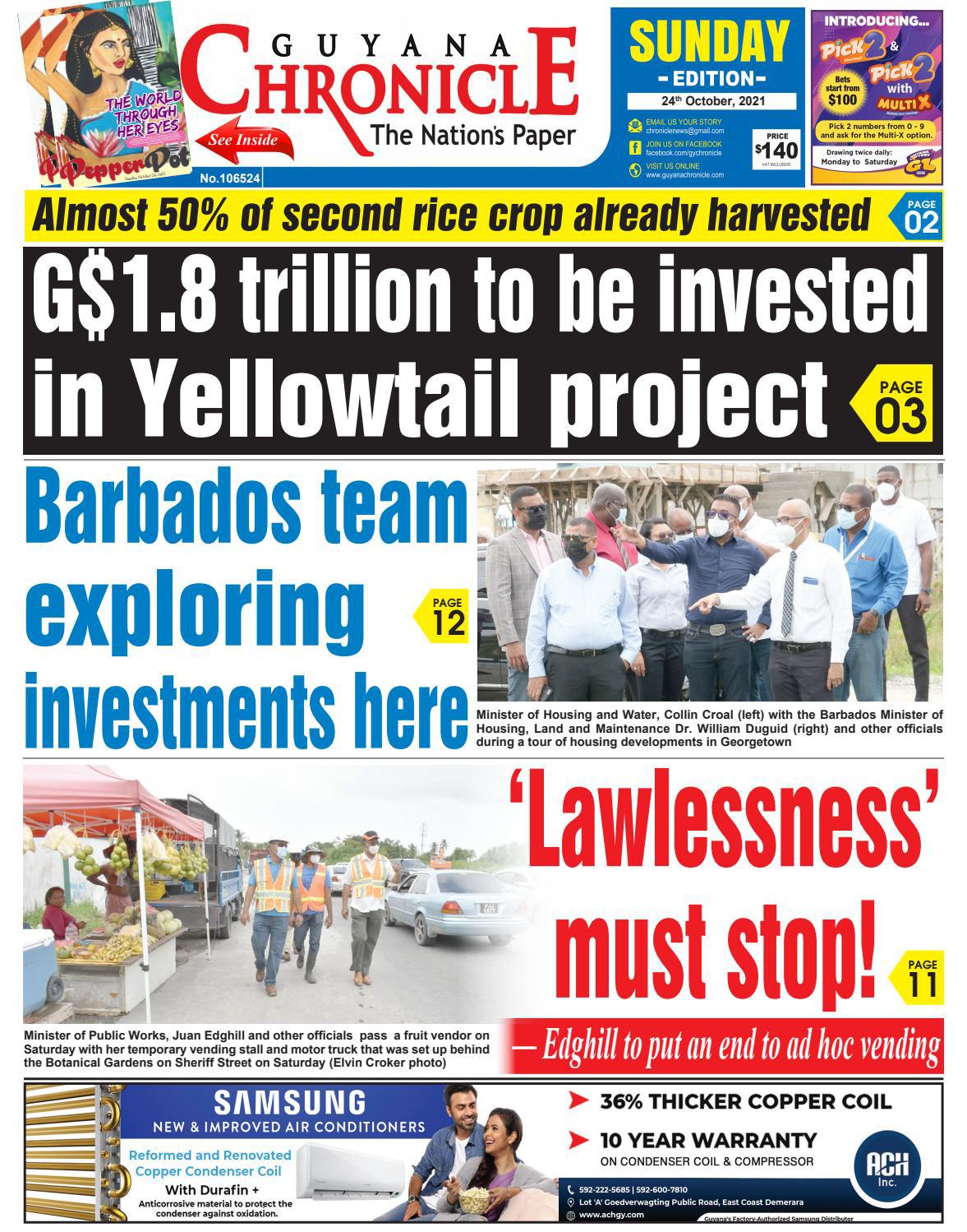Guyana_Chronicle_Epaper_24_10_2021 by Guyana Chronicle - Issuu