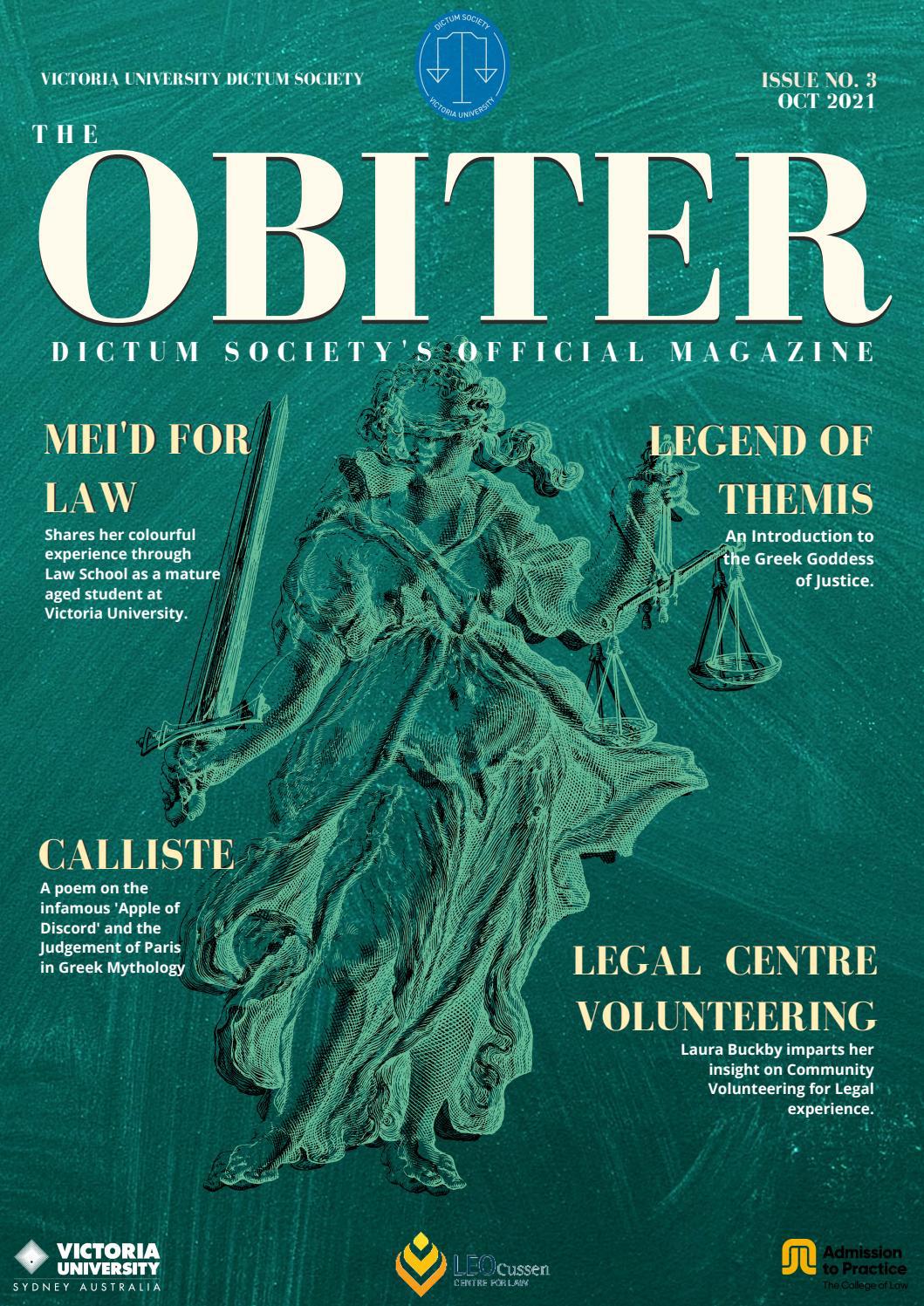 Obiter | Issue Three by DictumSocietyVU - Issuu