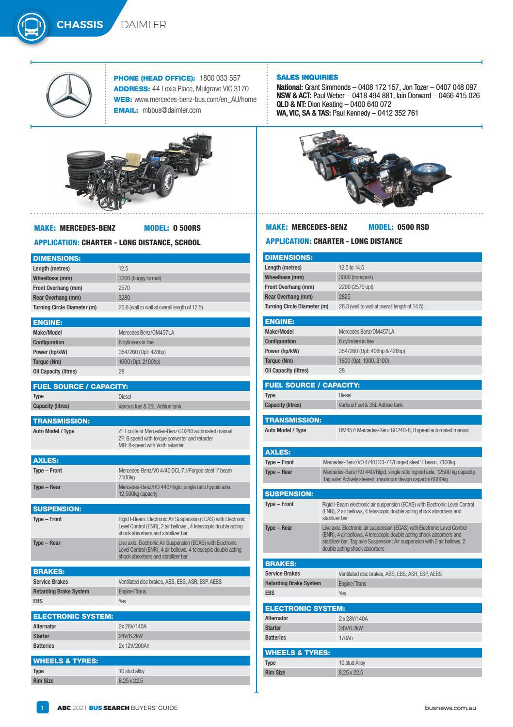 ABC Bus Search 2021 - Daimler MB & Fuso Chassis specifications by Prime ...