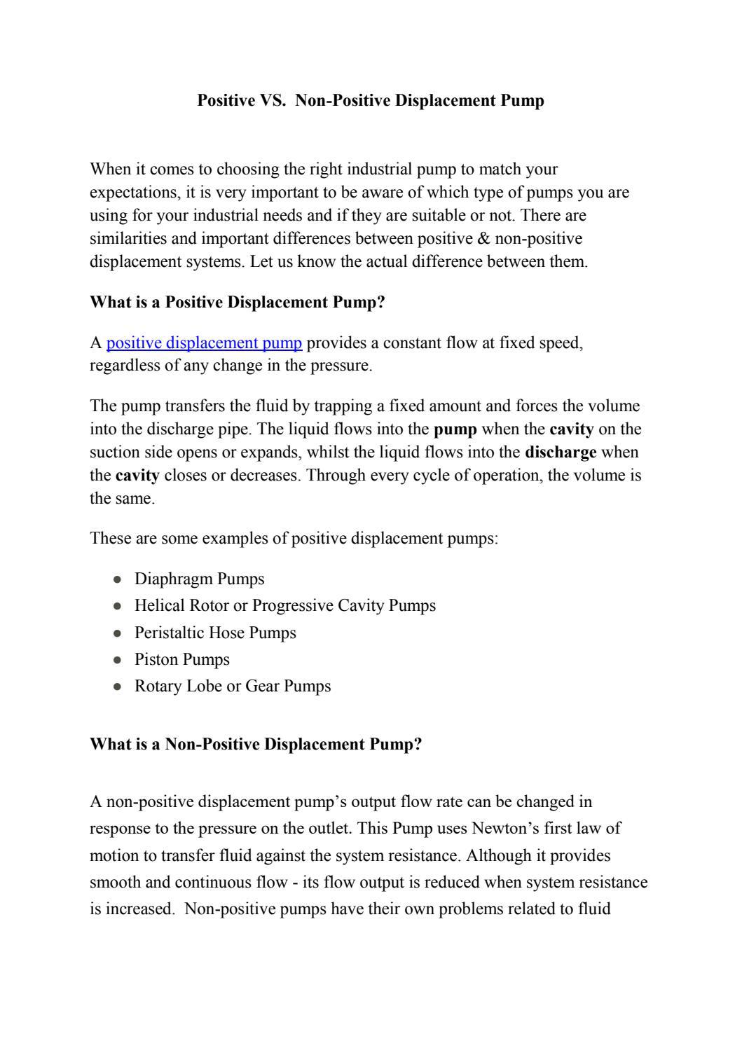 Positive VS. Non-Positive Displacement Pump by Mihir Shah - Issuu