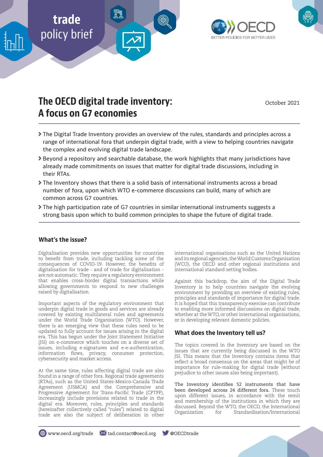 The OECD digital trade inventory: A focus on G7 economies by OECD - Issuu