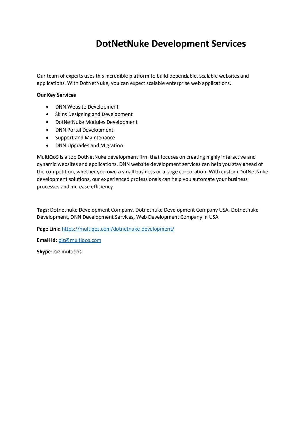 DotNetNuke Development Services MultiQoS by MultiQoS Tech - Issuu