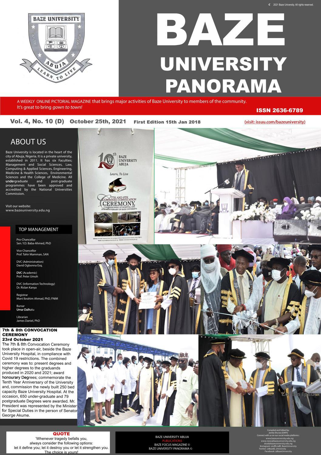 BAZE UNIVERSITY PANORAMA NEWS (25th October 2021) by Baze University ...