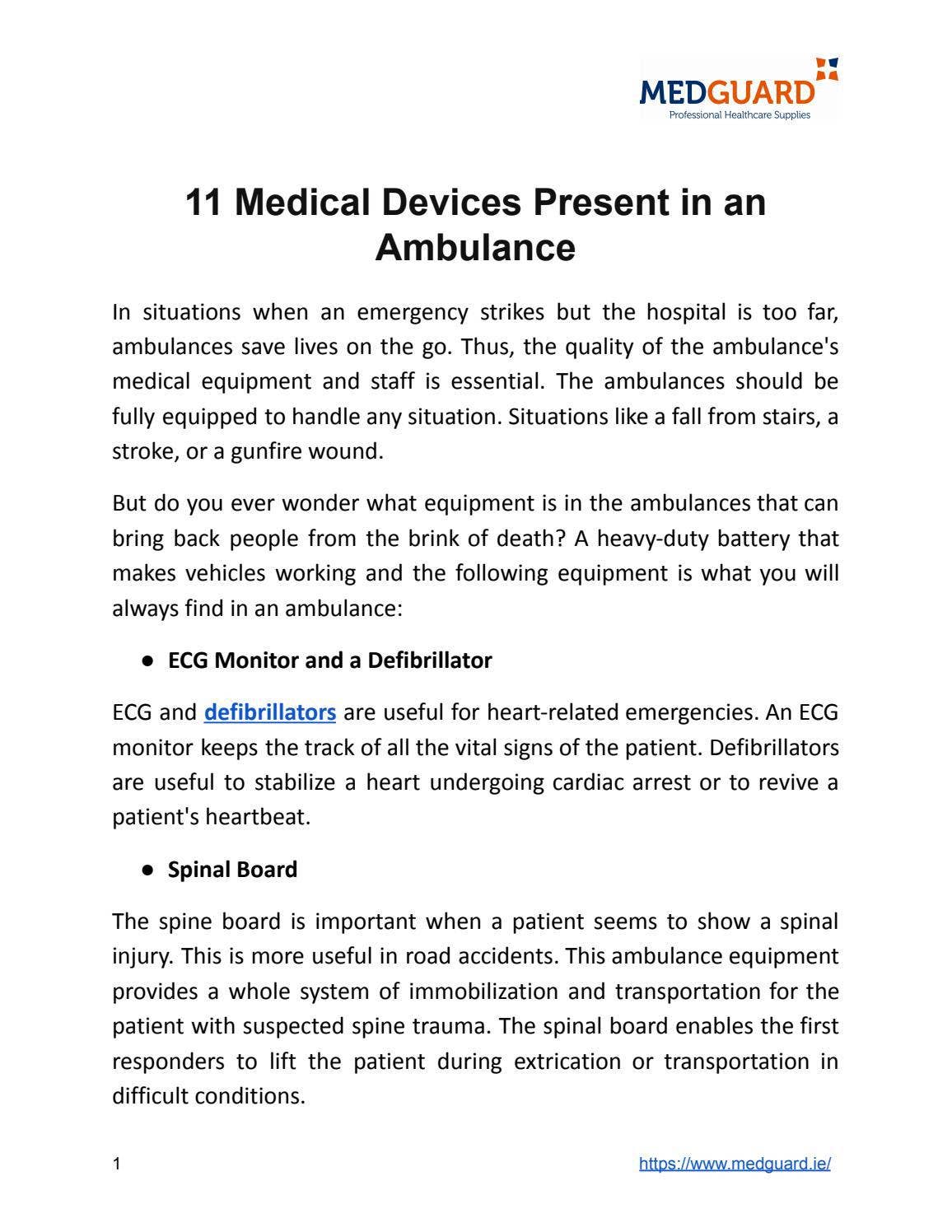 11 Medical Devices Present in an Ambulance by Med Guard - Issuu