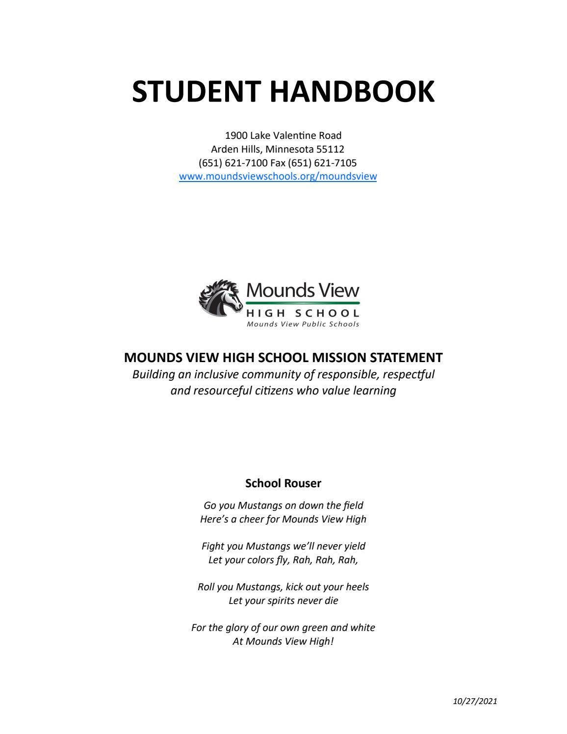 2021-2022 MVHS Student Handbook by Mounds View Public Schools - Issuu