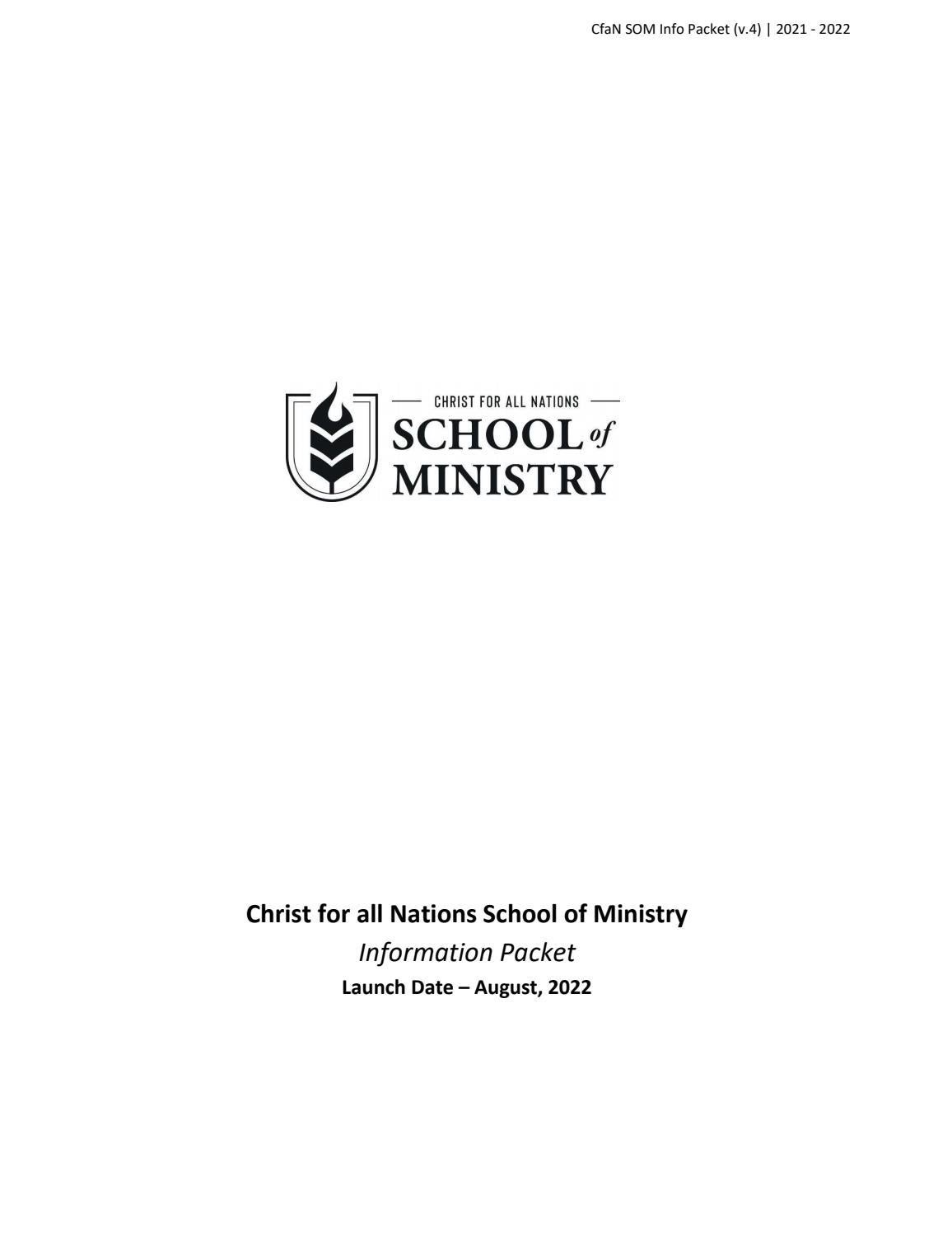 CfaN SCHOOL OF MINISTRY Information Packet by CfaN - Christ for all ...