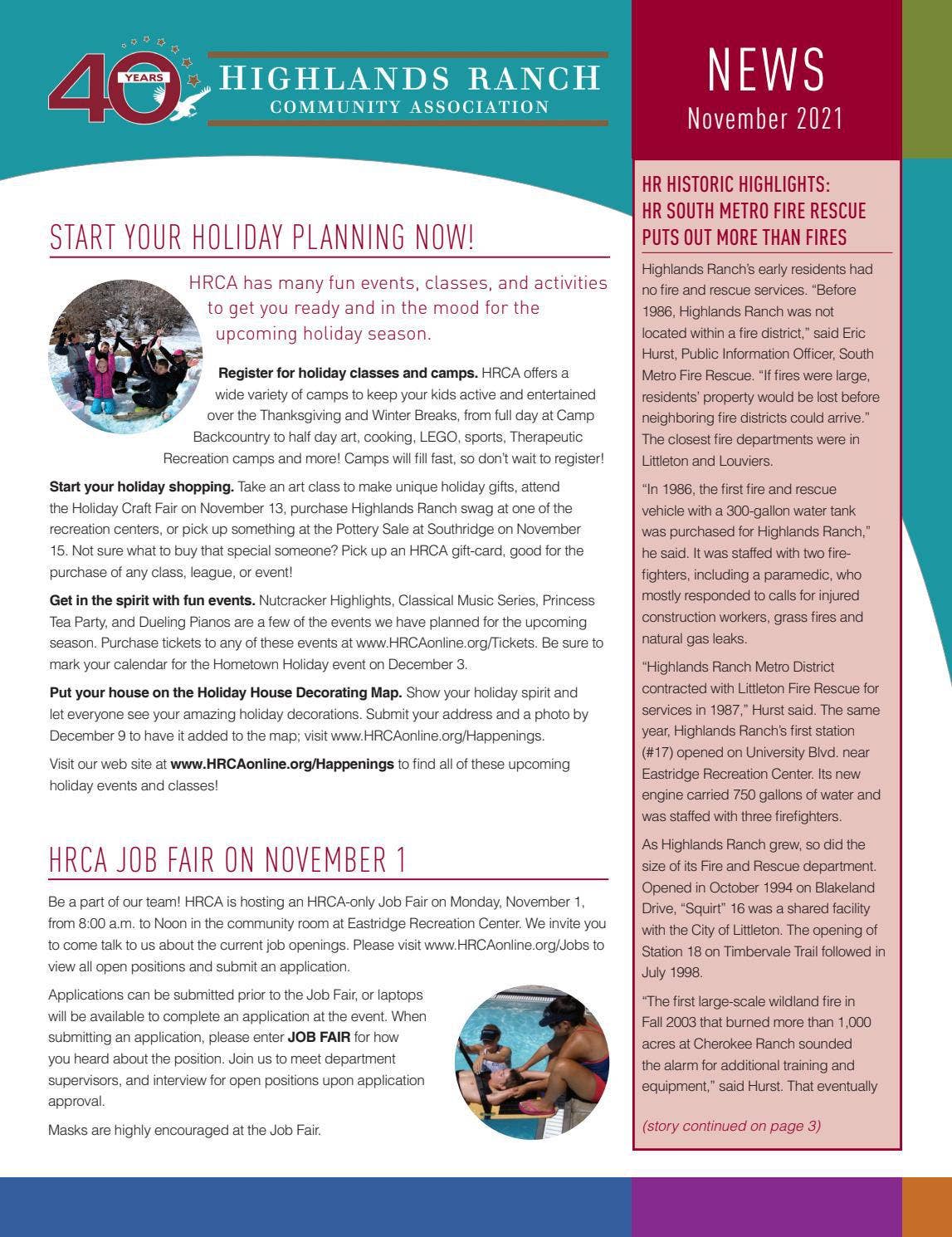 HRCA November 2021 Newsletter by Highlands Ranch Community Association ...