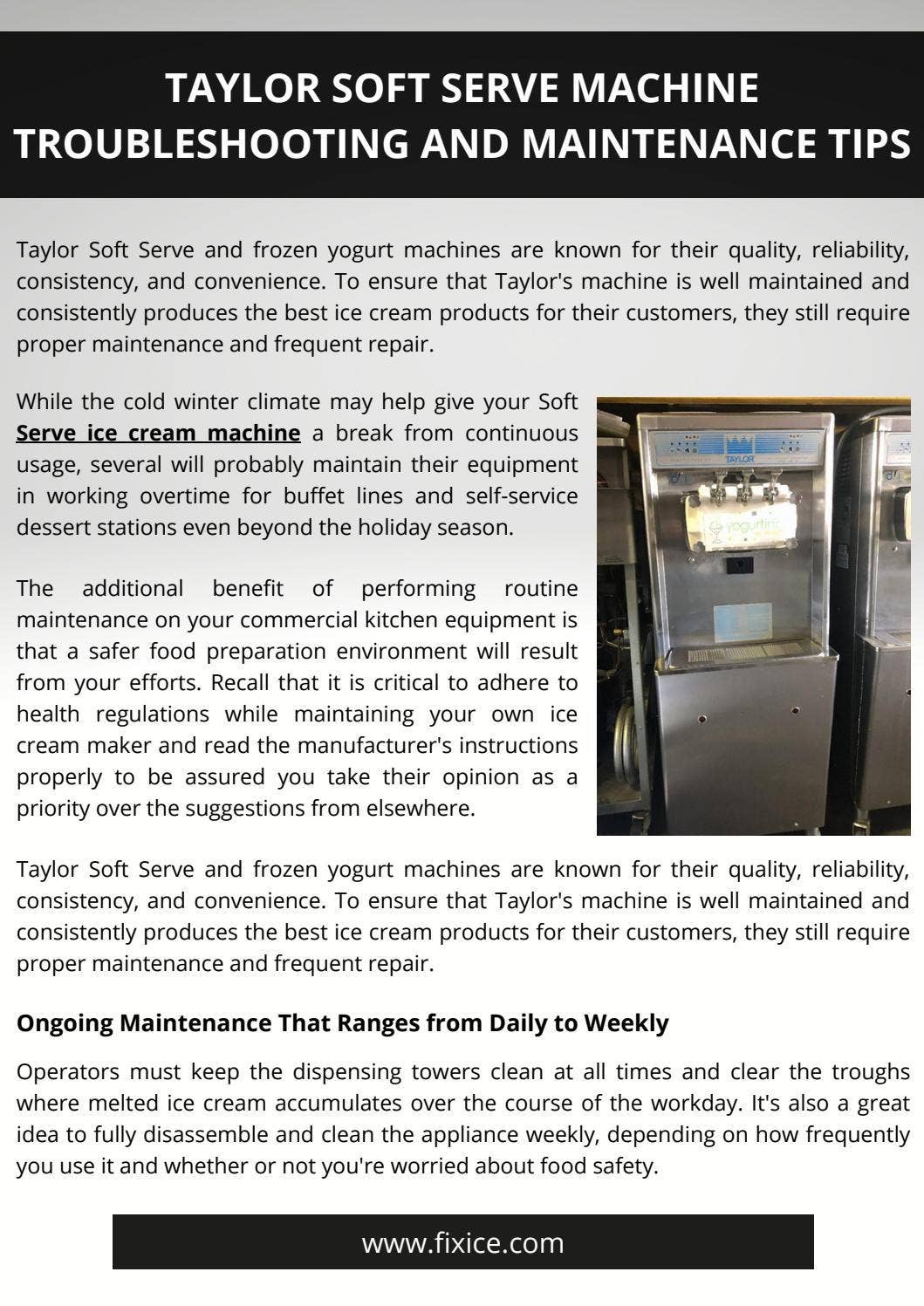 Taylor Soft Serve Machine Troubleshooting and Maintenance Tips by ...