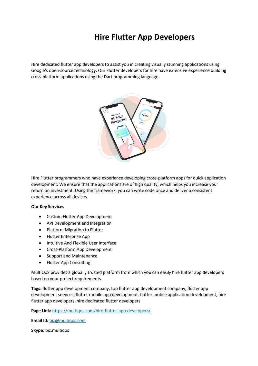 Hire Flutter App Developers From MultiQoS by MultiQoS Tech - Issuu
