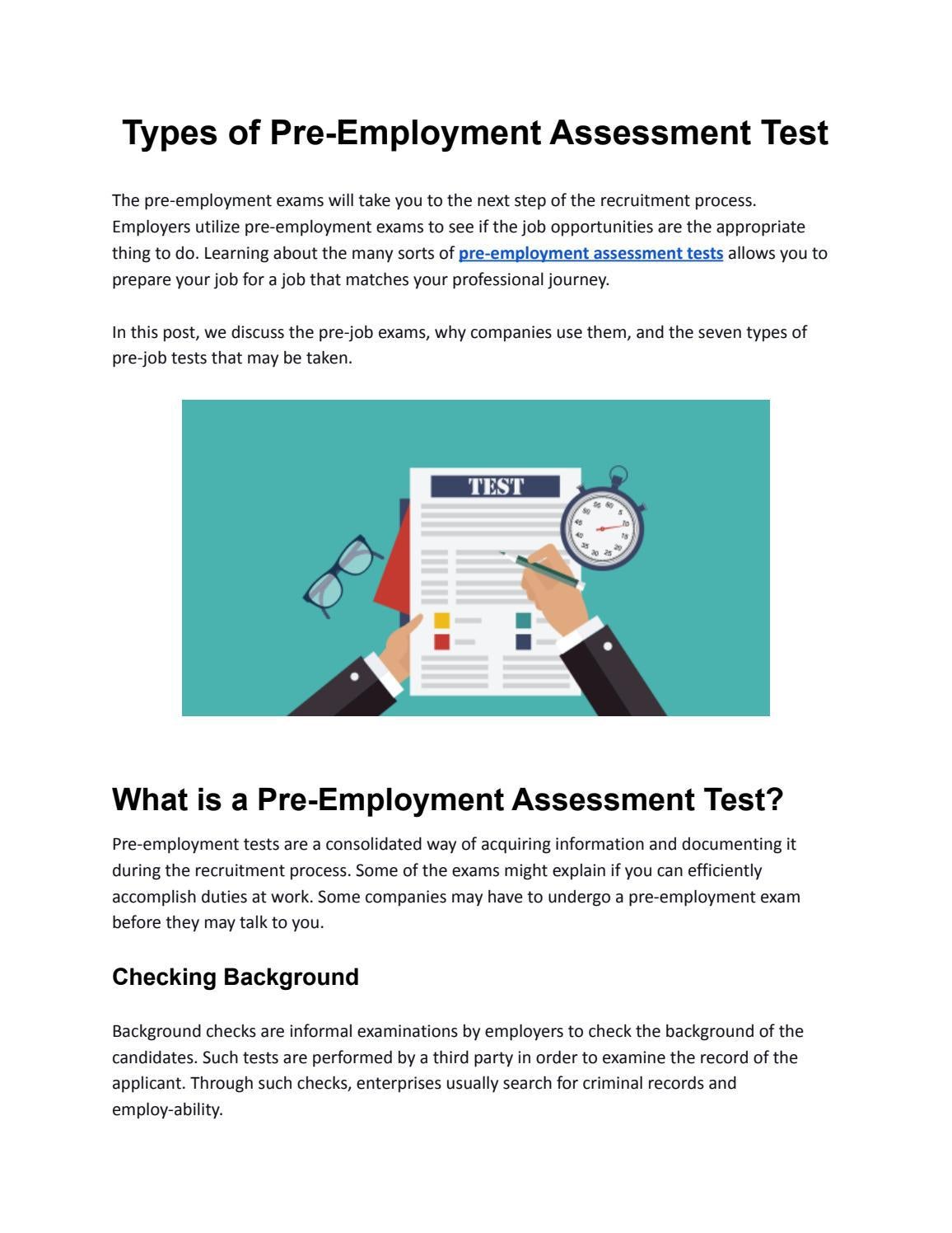 Types Of Pre Employment Assessment Test By RightPeople Issuu Types Of Pre Employment Assessment Test By RightPeople Issuu