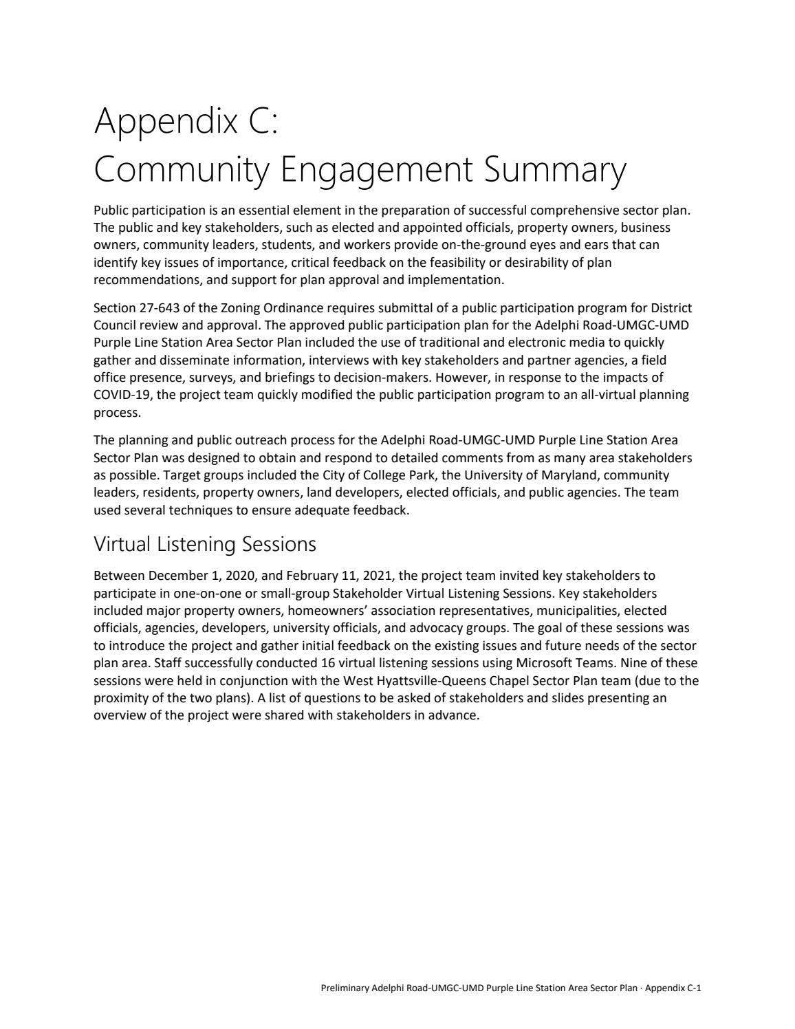 2021 Preliminary Adelphi Road-UMGC-UMD Purple Line Station Area Sector ...