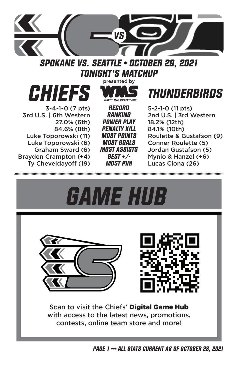 Game Day Program - October 29, 2021 by SpokaneChiefs - Issuu