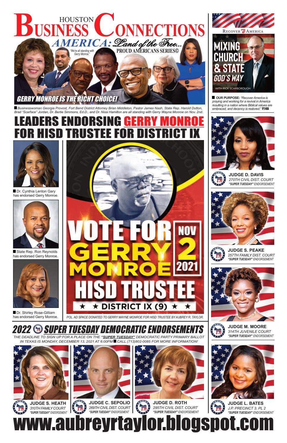 Vote Gerry Wayne Monroe for HISD Trustee for District IX on Tuesday ...