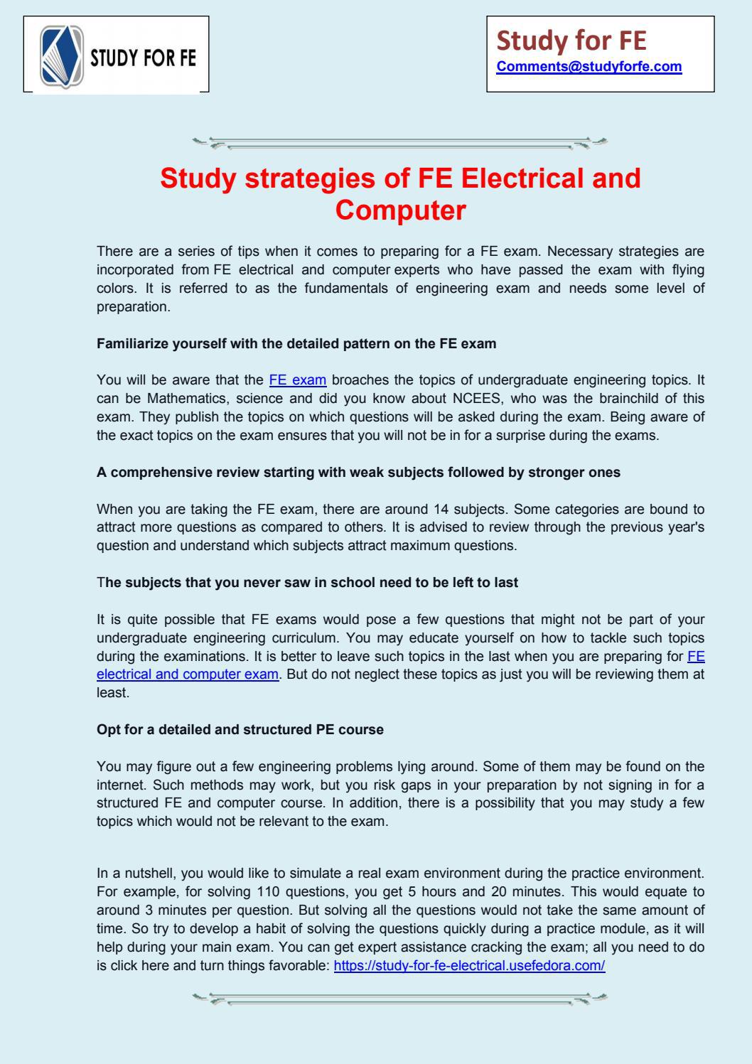 Study stratergies of FE Electrical and Computer by Wasim Asghar - Issuu