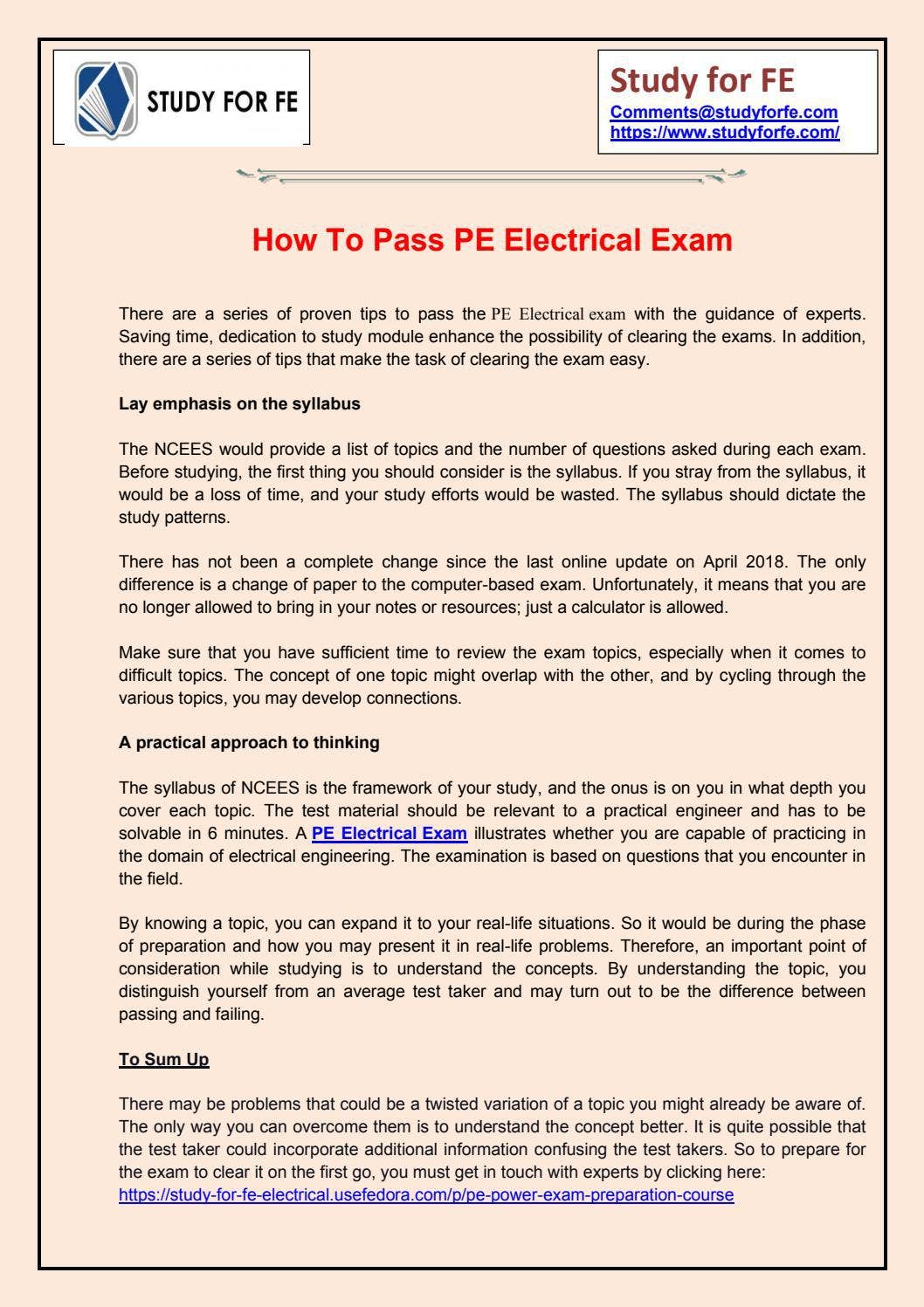 How To Pass PE Electrical Exam by Wasim Asghar - Issuu