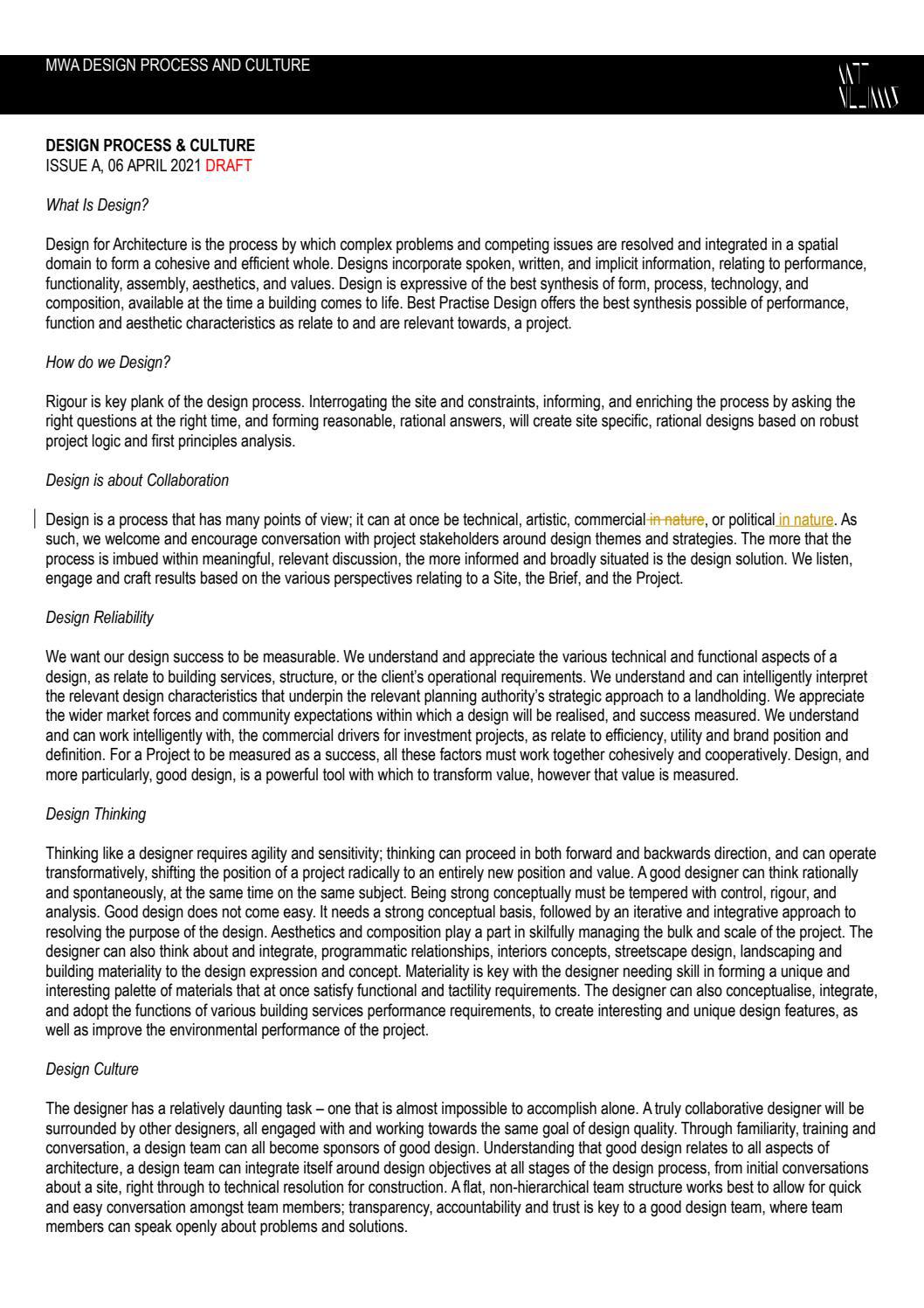 MWA Design Process and Culture by Matt Williams - Issuu