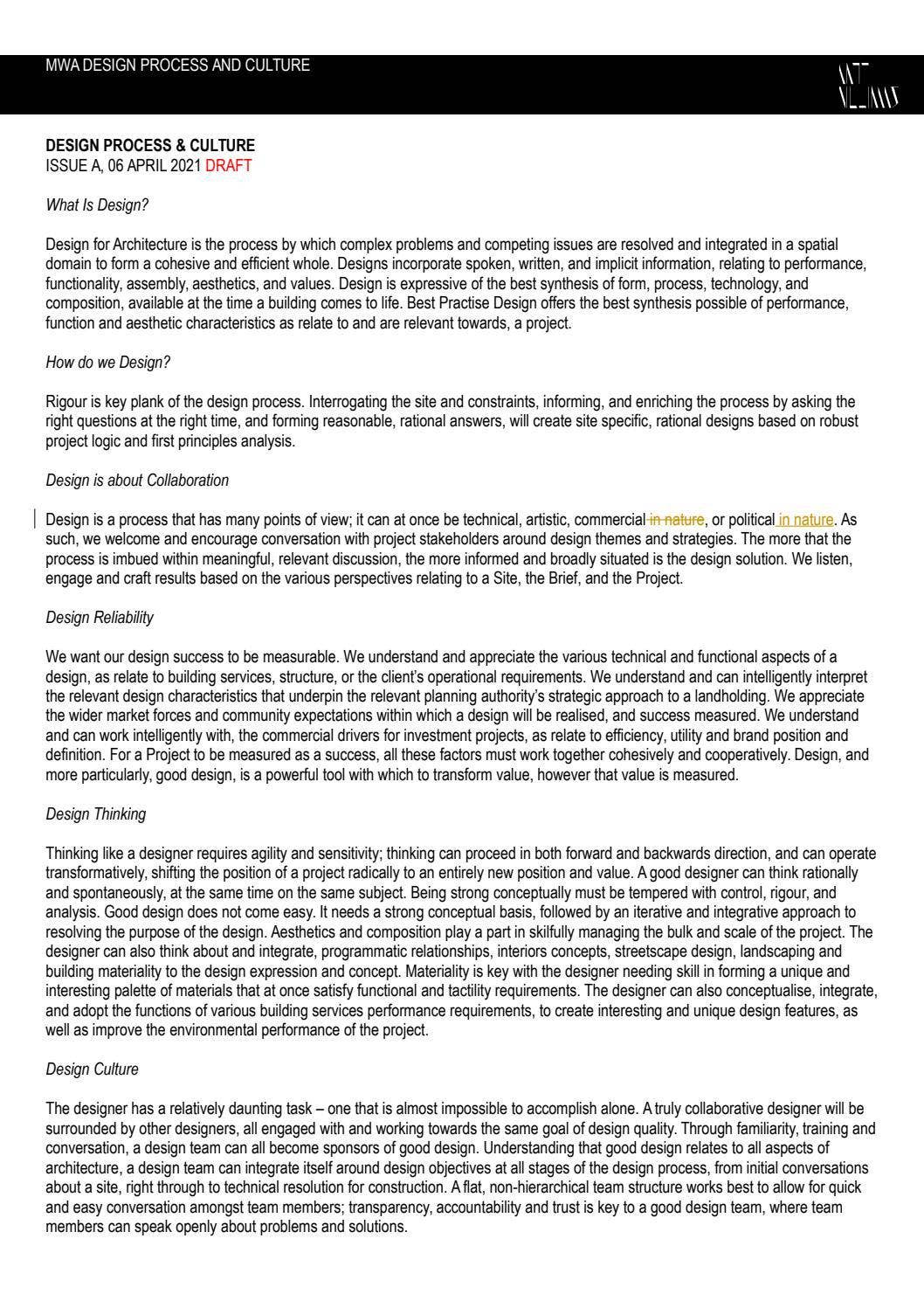 MWA Design Process and Culture by Matt Williams - Issuu
