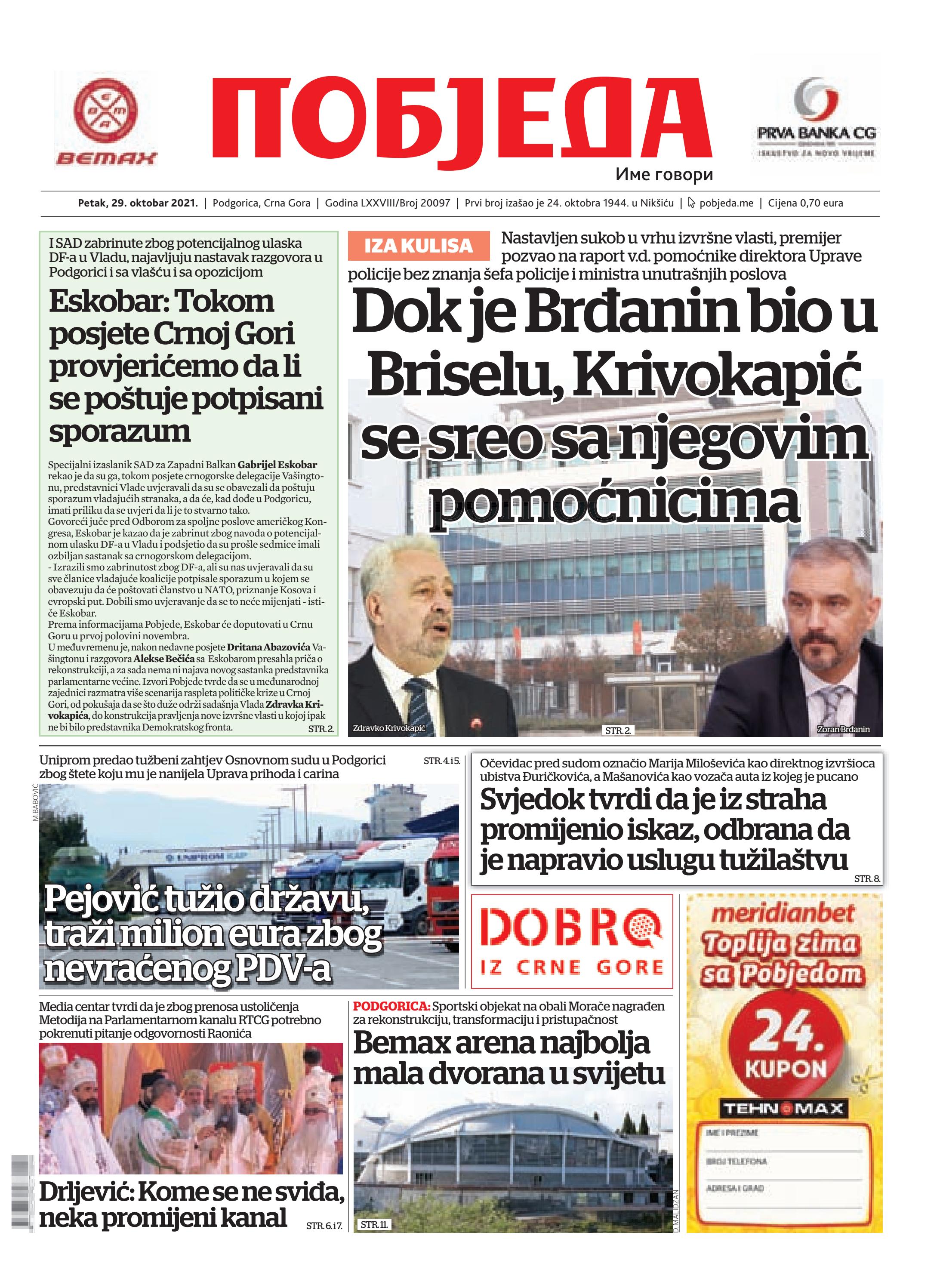 Dnevni list Pobjeda 29.10.2021. by Pobjeda - Issuu