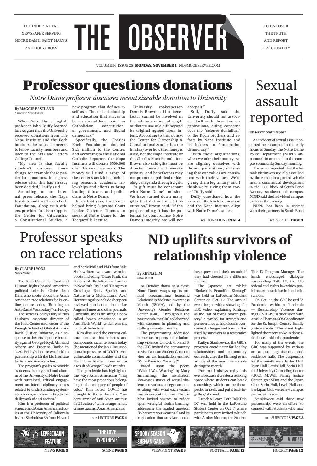 Print Edition for The Observer for Monday, November 1, 2021 by The ...