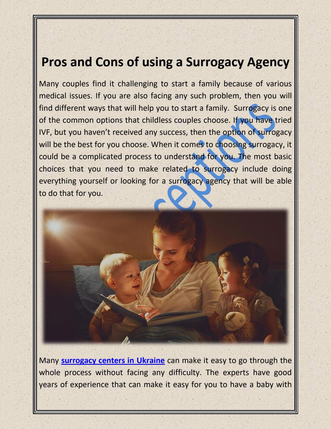 Pros and Cons of using a Surrogacy Agency by ivfconception - Issuu