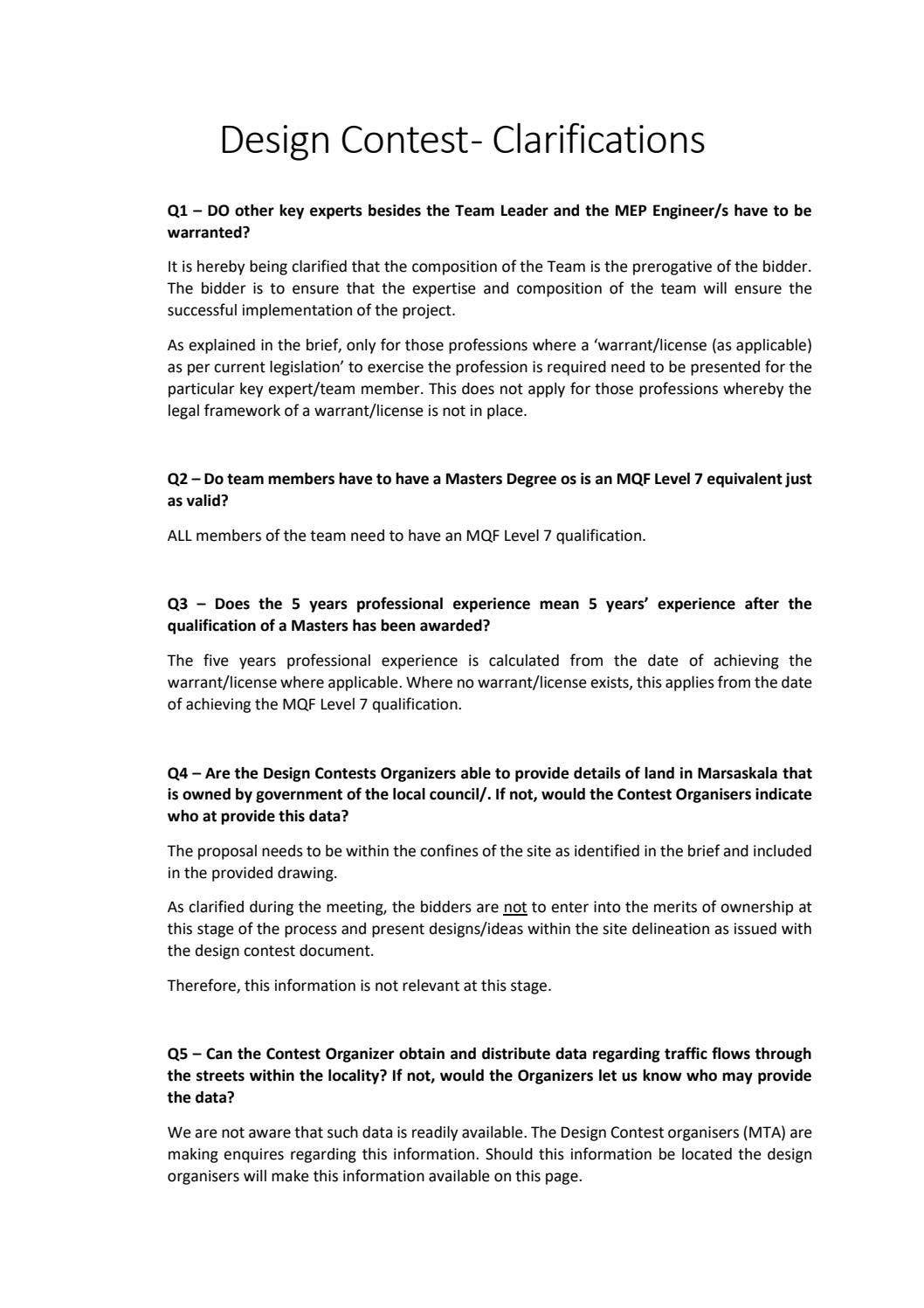 Design Contest - Clarifications by Malta Tourism Authority - Issuu