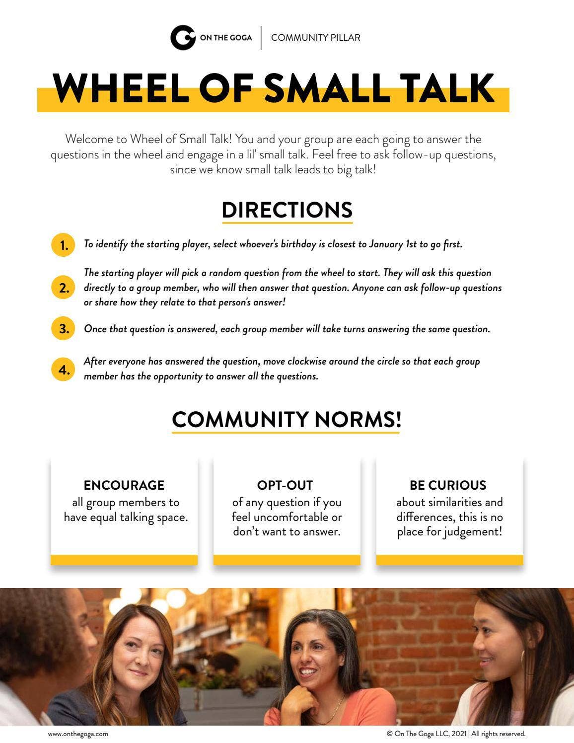 Wheel of Small Talk - Activity Handout by GogaWellbeing - Issuu