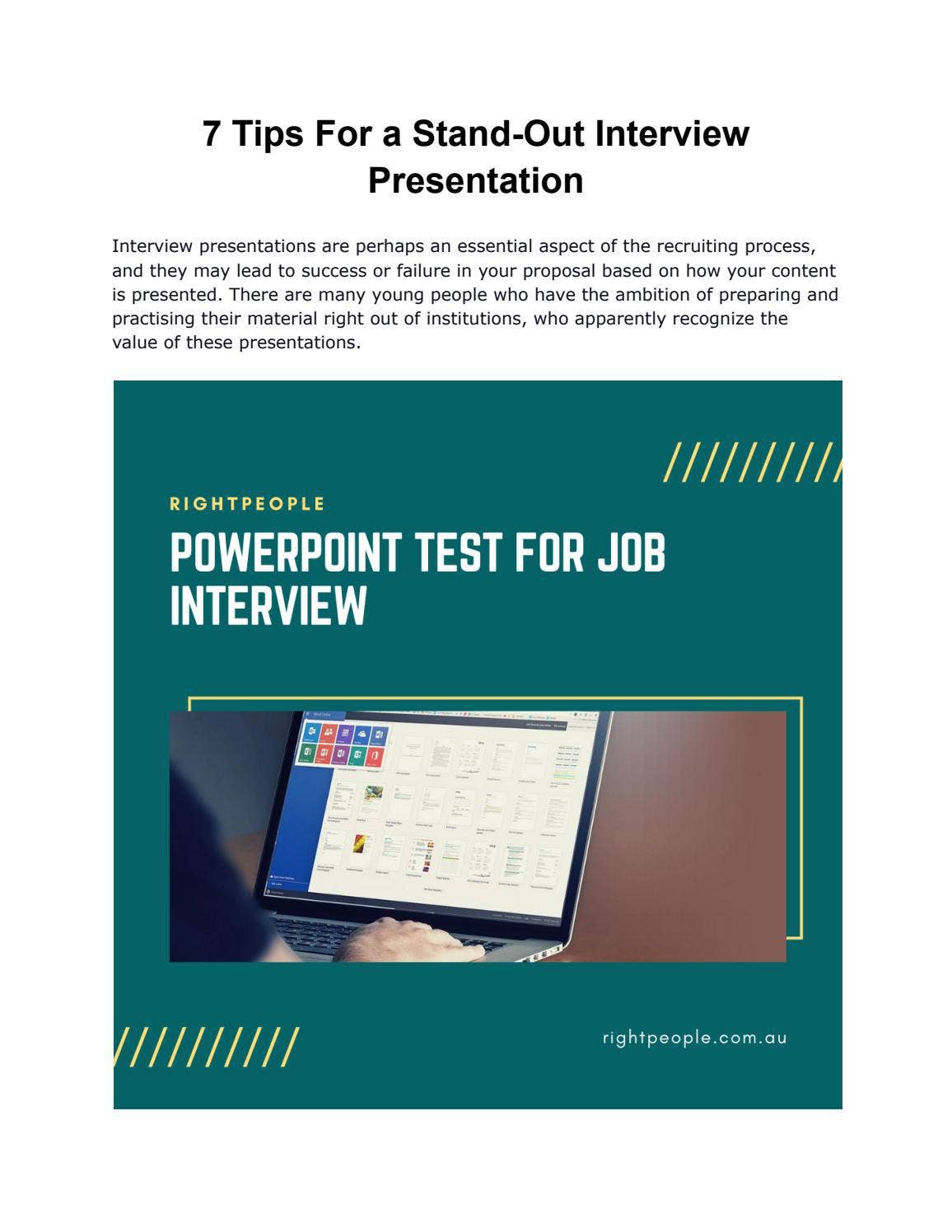 7 Tips For a Stand-Out Interview Presentation by RightPeople - Issuu