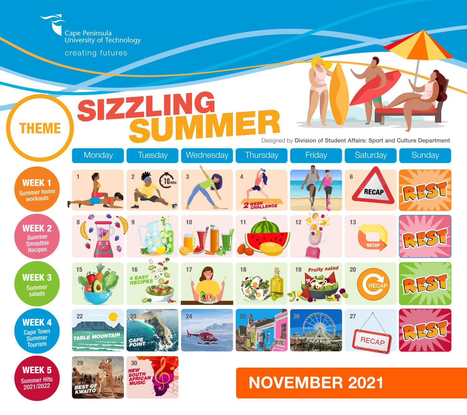 November 2021 Recreational Calendar by Cape Peninsula University of ...